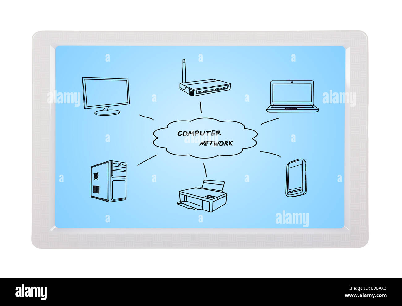 computer tablet with computer network on screen Stock Photo - Alamy