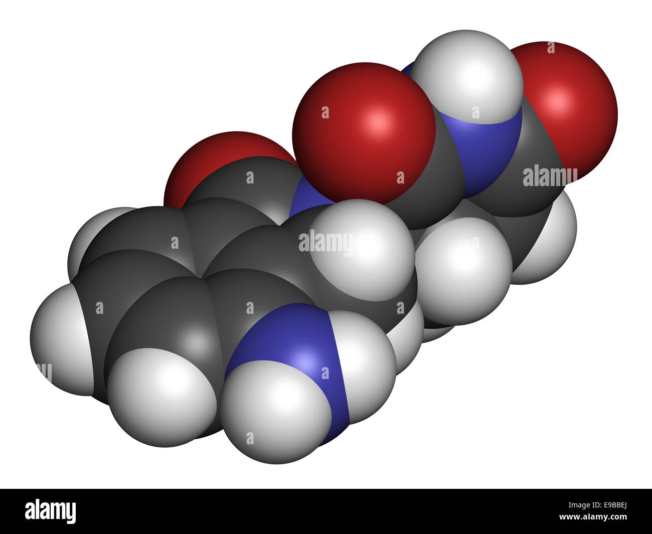 Lenalidomide multiple myeloma drug molecule. Atoms are represented as ...