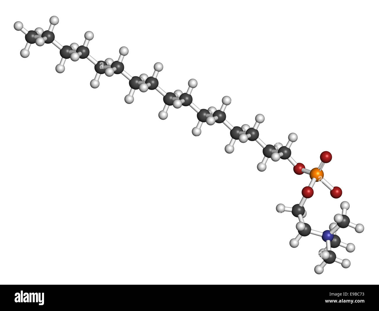 Miltefosine leishmaniasis drug molecule. Atoms are represented as ...