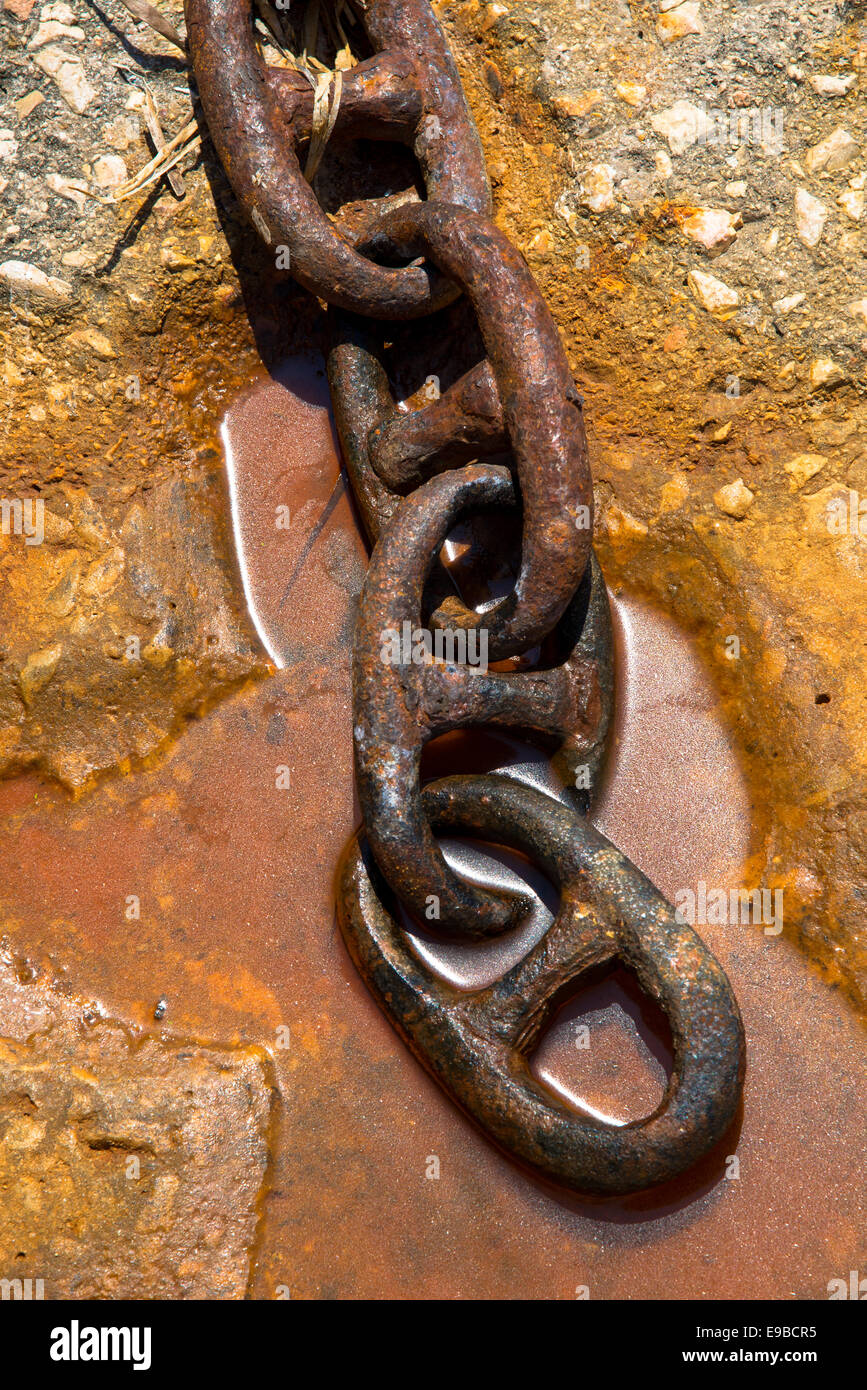 weathered chain in harbor greece Stock Photo - Alamy