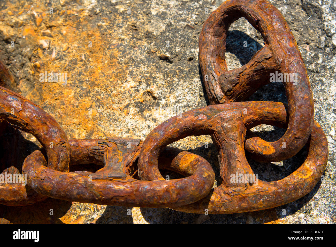 weathered chain in harbor greece Stock Photo - Alamy
