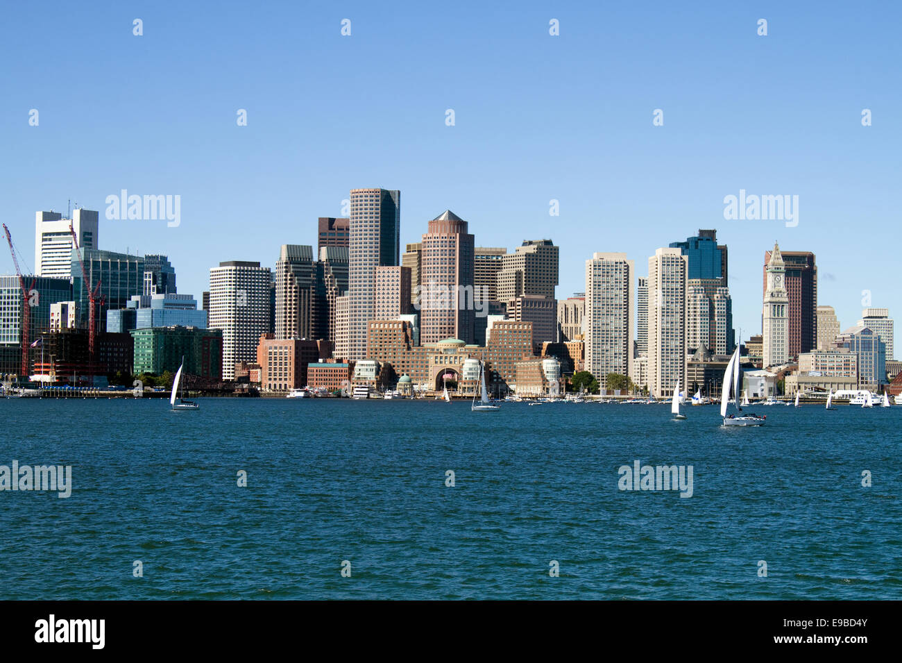 View of downtown Boston, Massachusetts, USA skyline seen from across ...