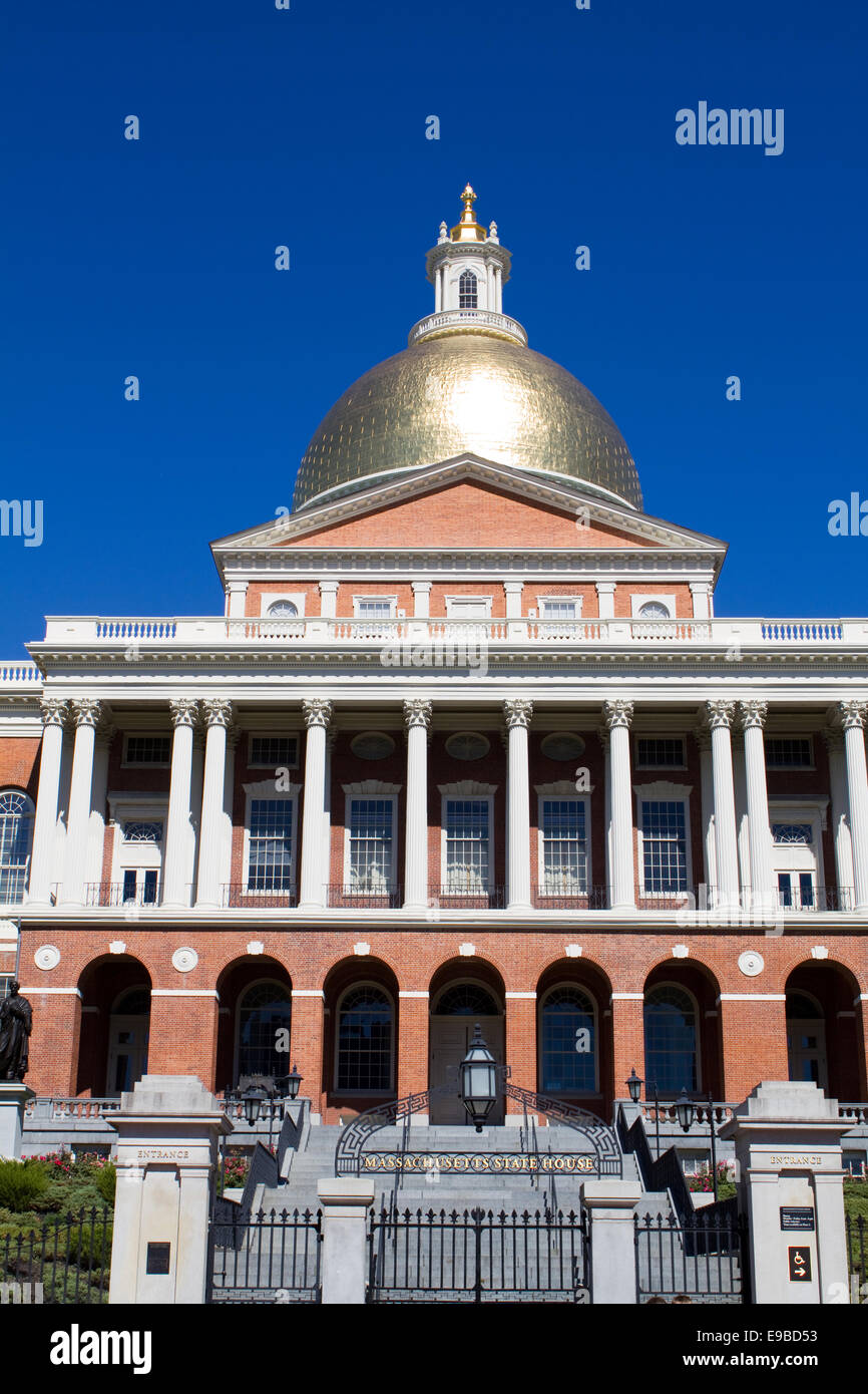 Massachusetts State House capital building located in downtown Boston ...