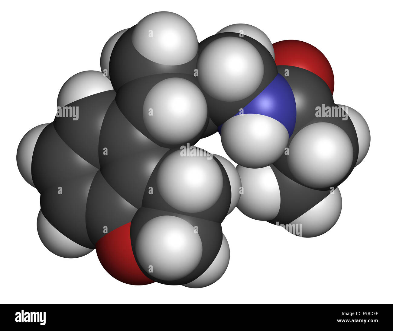 Tasimelteon sleep disorder drug molecule Atoms are represented as spheres with conventional ...