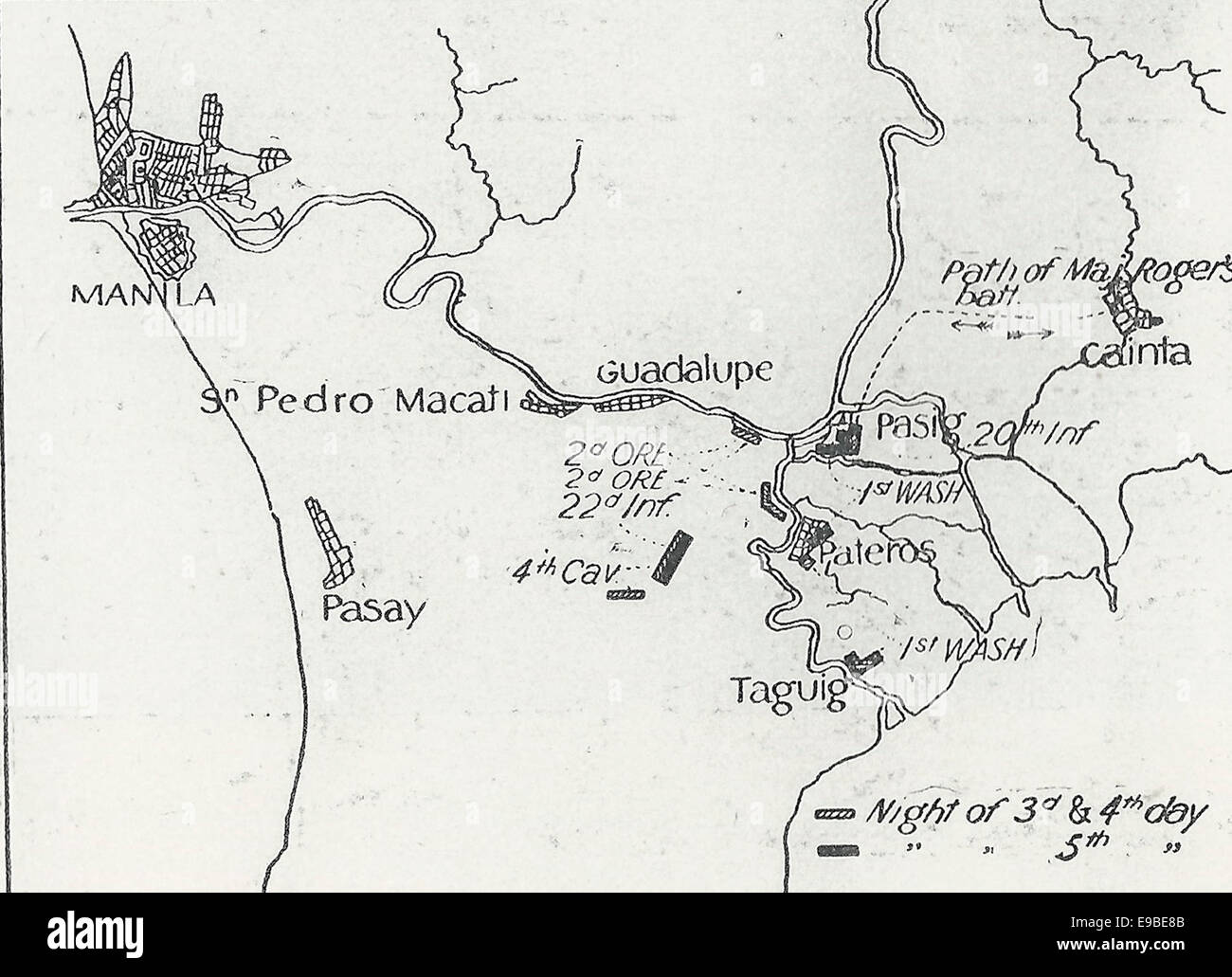 Map of Third, Fourth and Fifth Days Operations, Philippine Revolt 1899 ...