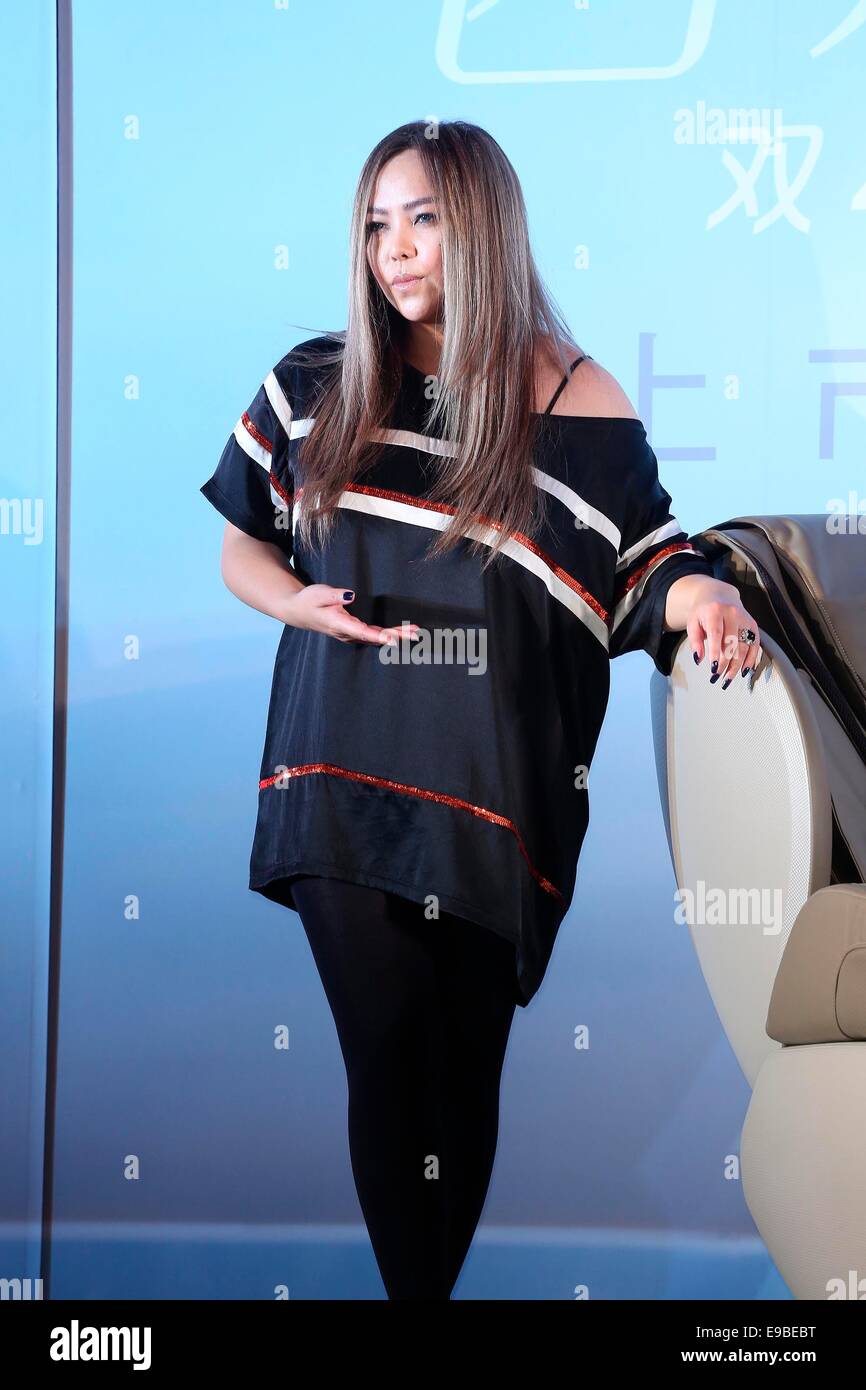 A-mei Chang attends a promotion activity for massage chair in Taipei ...