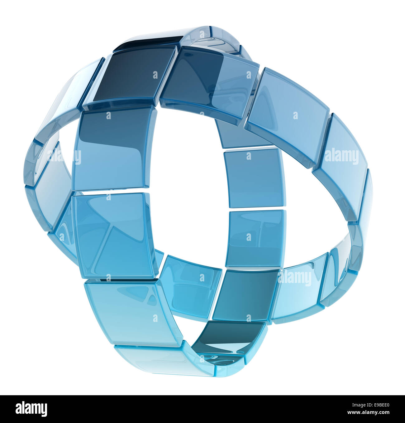 glass circles composed by glass cubes isolated on white background ...