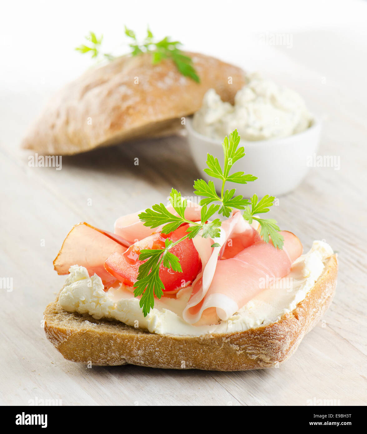 Bread with ham Stock Photo - Alamy