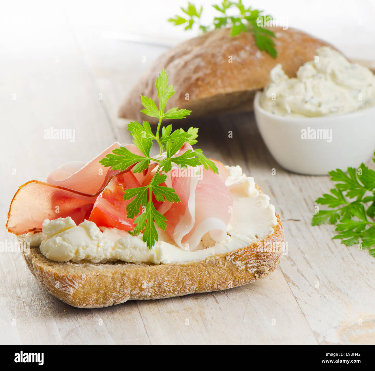 Bread, cottage cheese, ham hi-res stock photography and images - Alamy