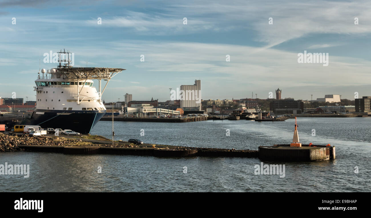 Multi purpose ship in Esbjerg harbor, Denmark Stock Photo - Alamy