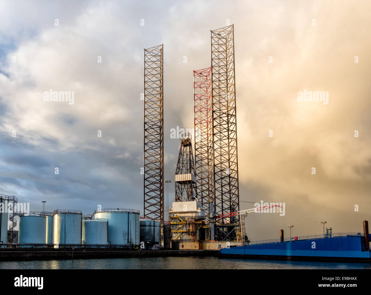 Panorama of Oil rig in Esbjerg harbor, Denmark Stock Photo - Alamy