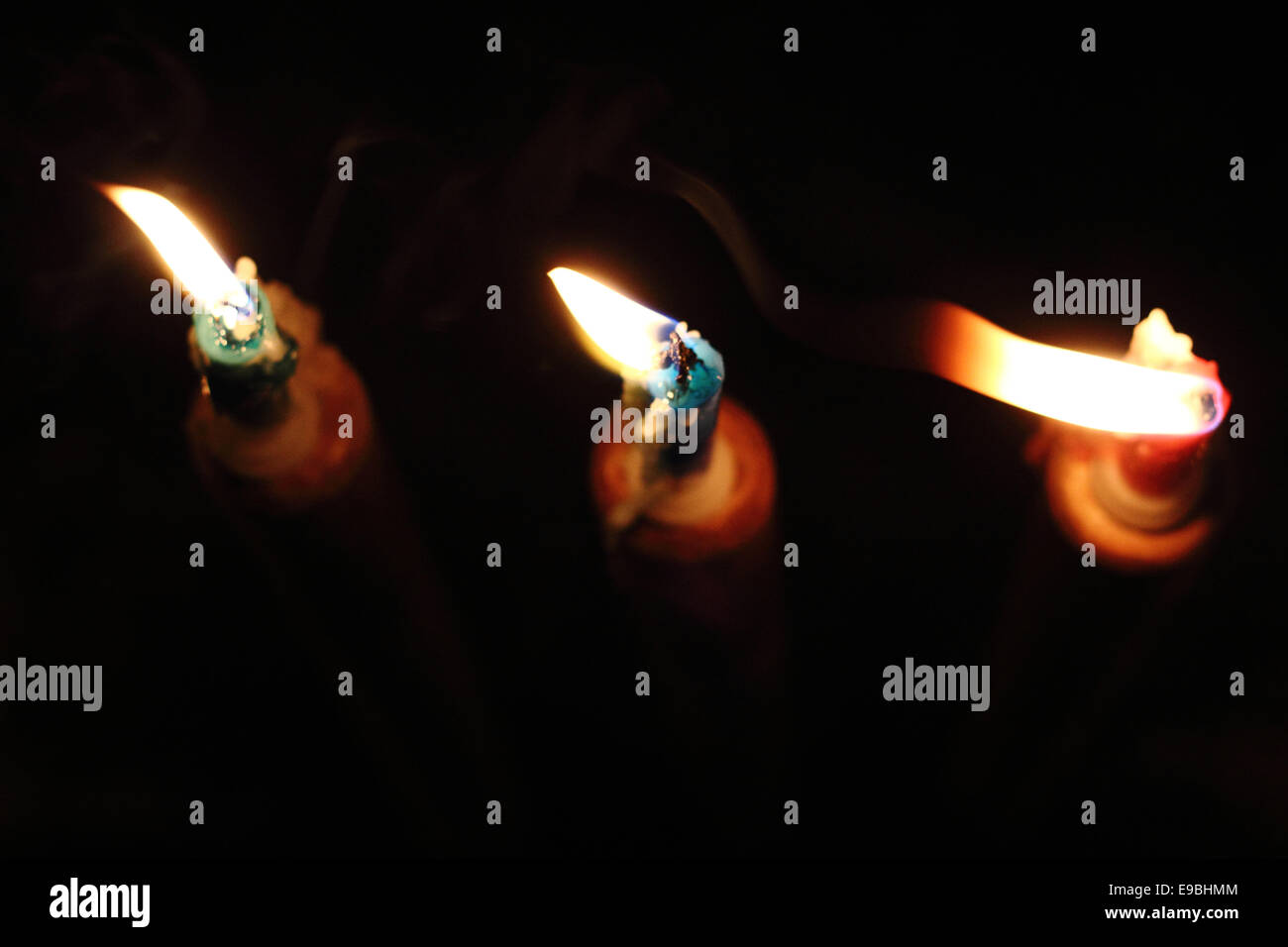 Lit candles at Cricket Stumps during the "Diwali" festival at Madan ...