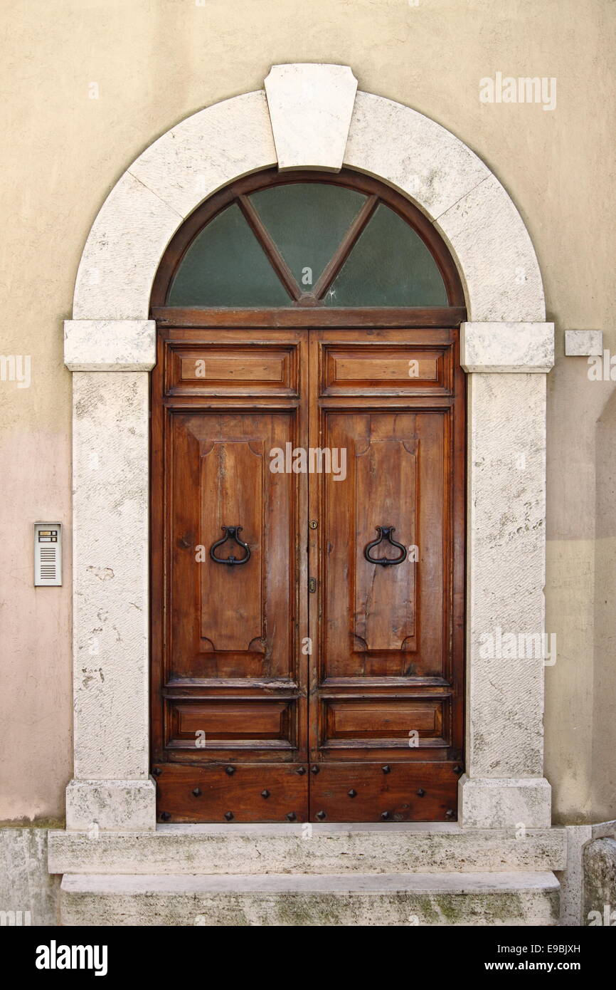 Wooden medieval style front door Stock Photo - Alamy