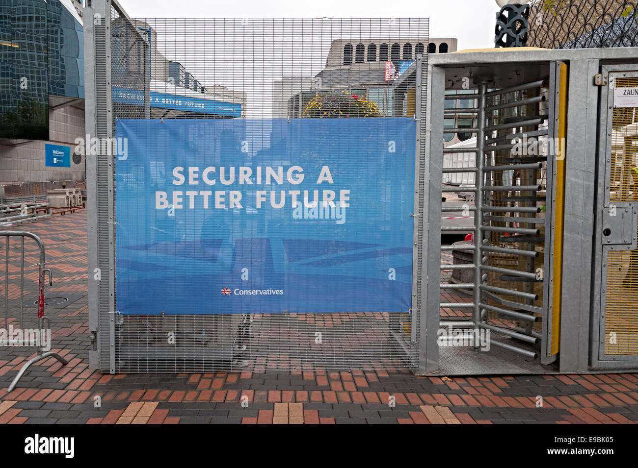 Conservative party conference Birmingham security gates which are ...