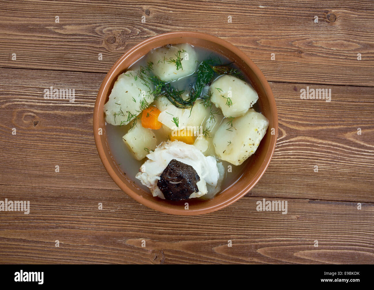 stew fresh northern catfish with potato Stock Photo - Alamy