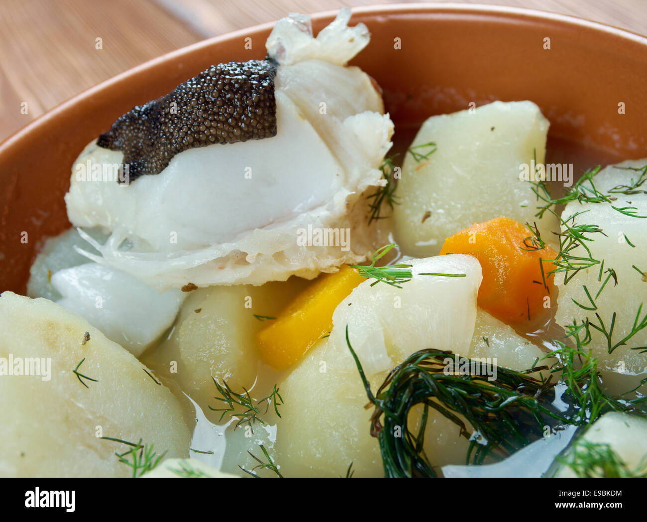 stew fresh northern catfish with potato Stock Photo - Alamy