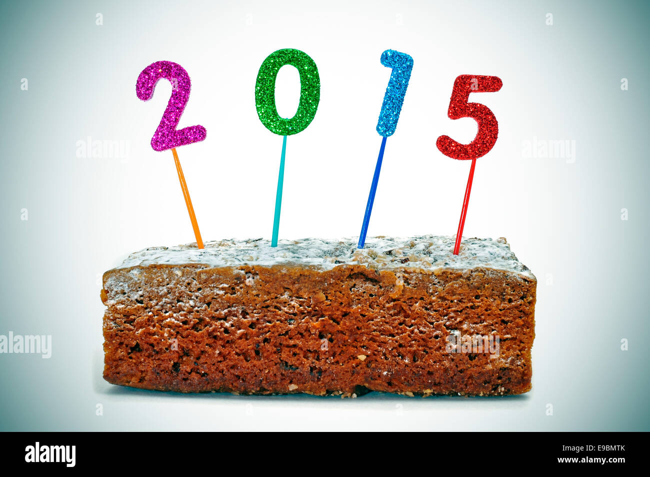numbers forming the number 2015, as the new year, on a piece of cake ...