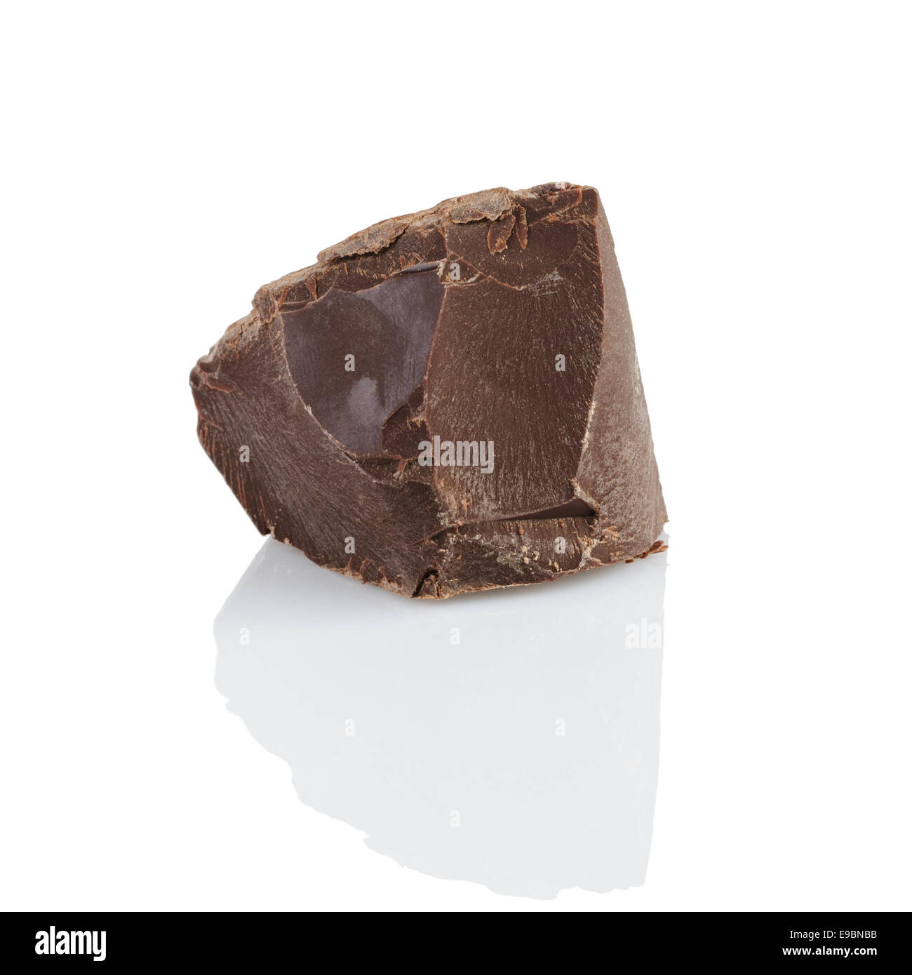 dark chocolate chunk, isolated on white background with reflection ...