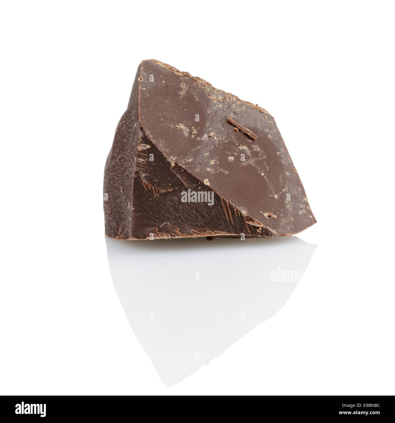 dark chocolate chunk, isolated on white background with reflection ...