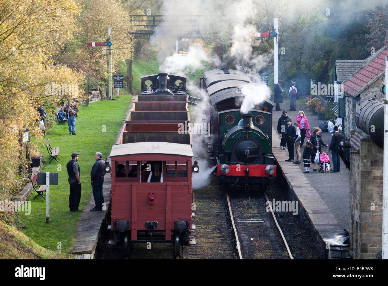 Steam engines at the Andrews House station on the Tanfield Railway ...