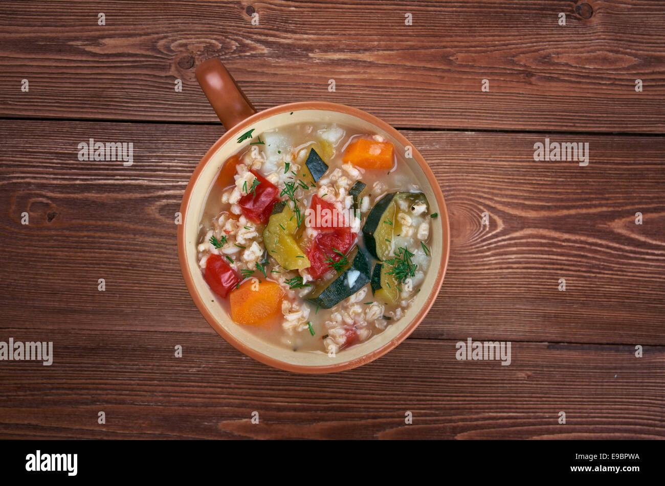Zuppa d’orzo - barley soup with vegetables, traditional italian dish ...