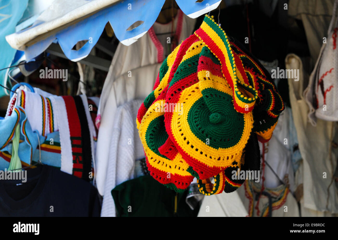Rastafarian hats in a market, Addis Ababa, Ethiopia, Africa Stock Photo ...