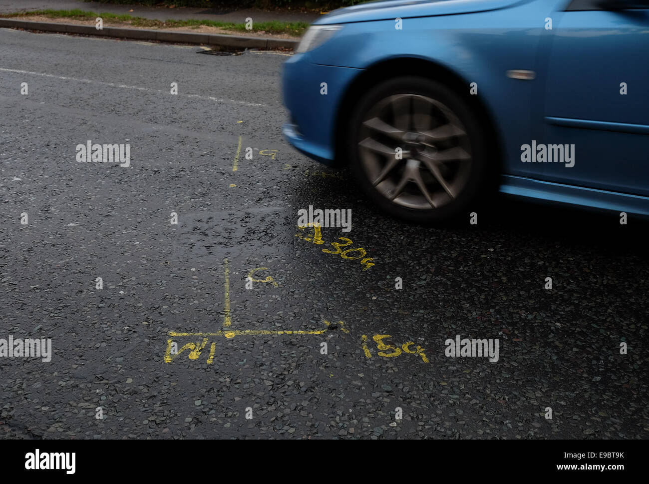 Pre markings on pavements and roads before works begin for service ...