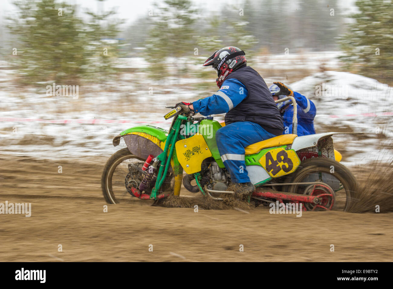 Circuit race on a motorcycle with a sidecar Stock Photo - Alamy