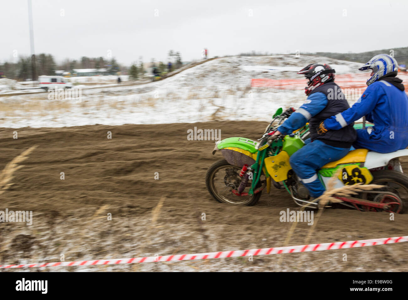 Circuit race on a motorcycle with a sidecar Stock Photo - Alamy