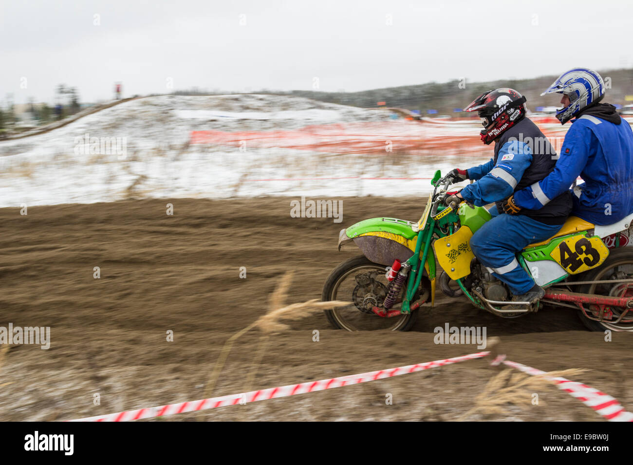 Circuit race on a motorcycle with a sidecar Stock Photo - Alamy