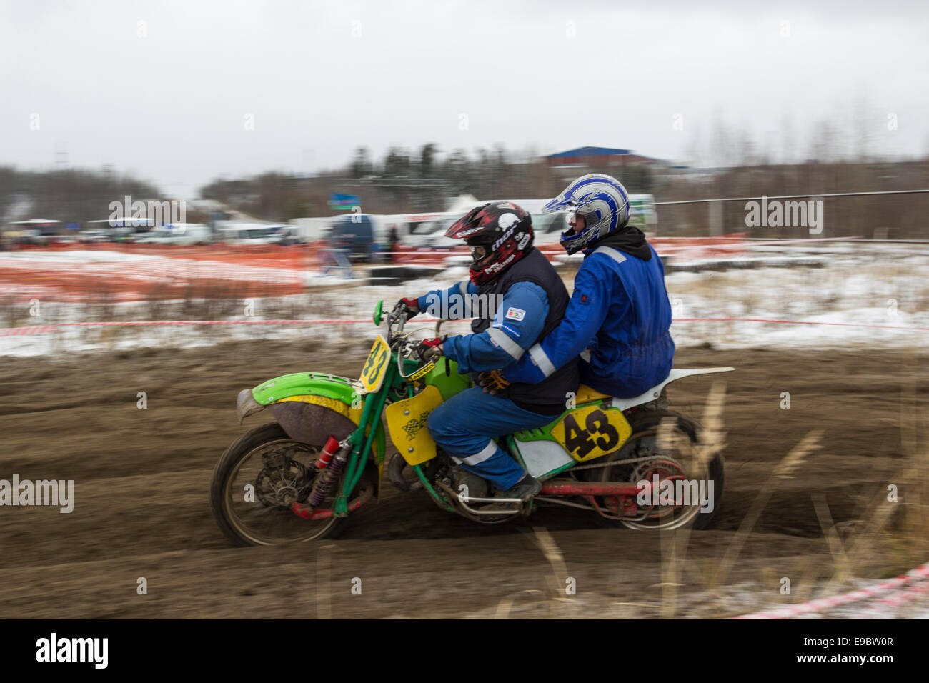 Circuit race on a motorcycle with a sidecar Stock Photo - Alamy