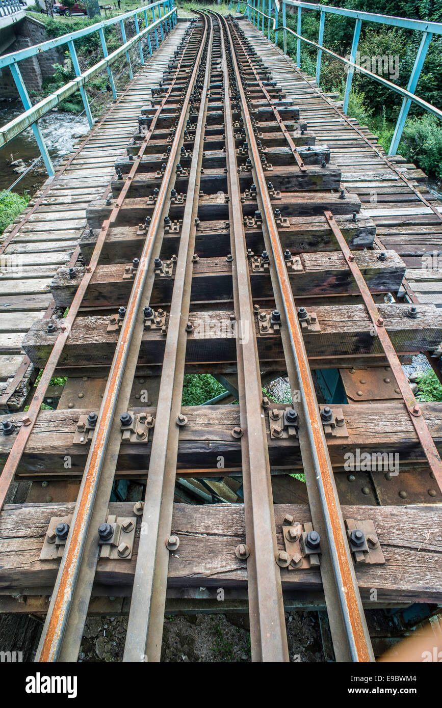 Railroad crossing. Vintage railway bridge Stock Photo - Alamy