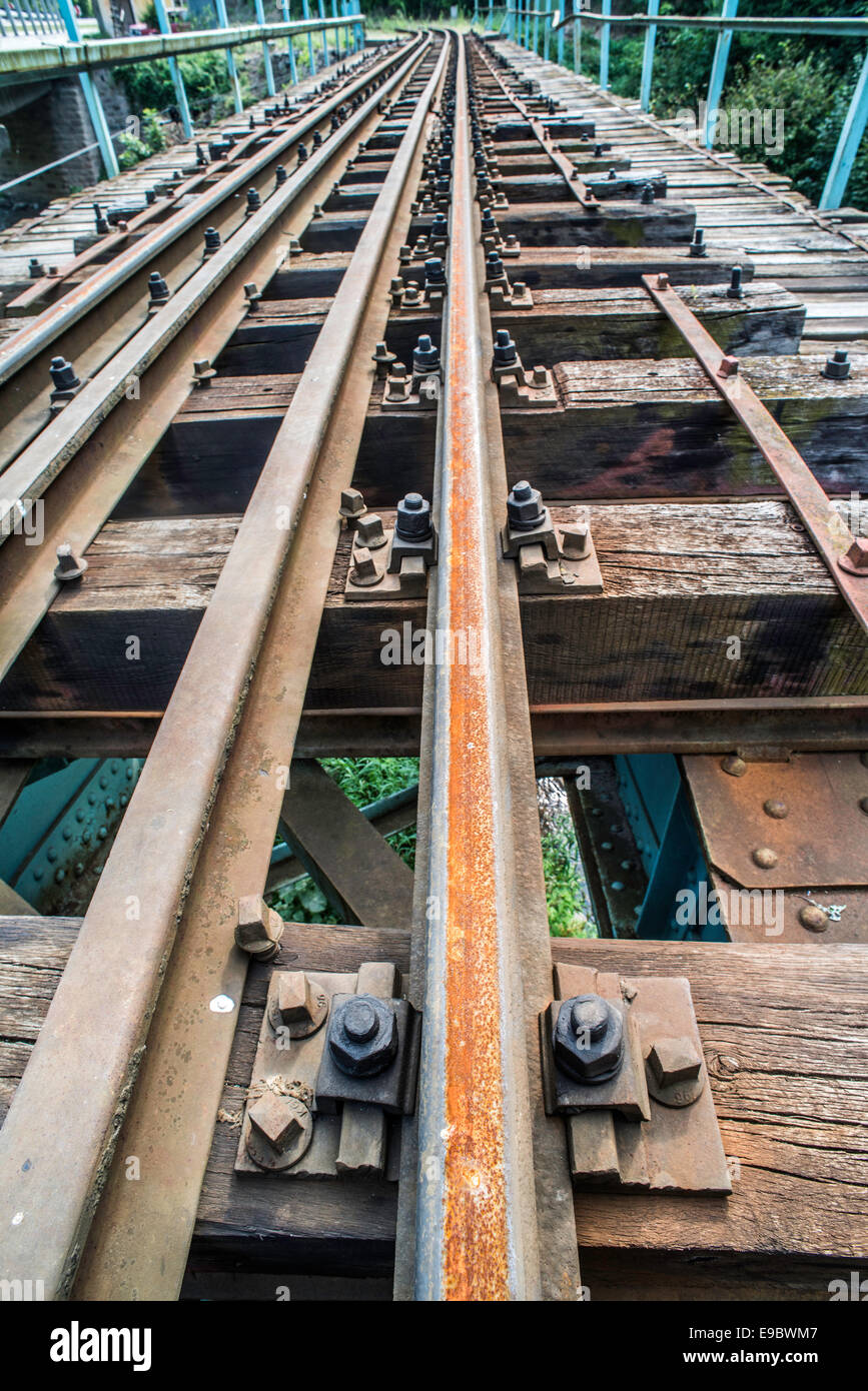 Railroad crossing. Vintage railway bridge Stock Photo - Alamy
