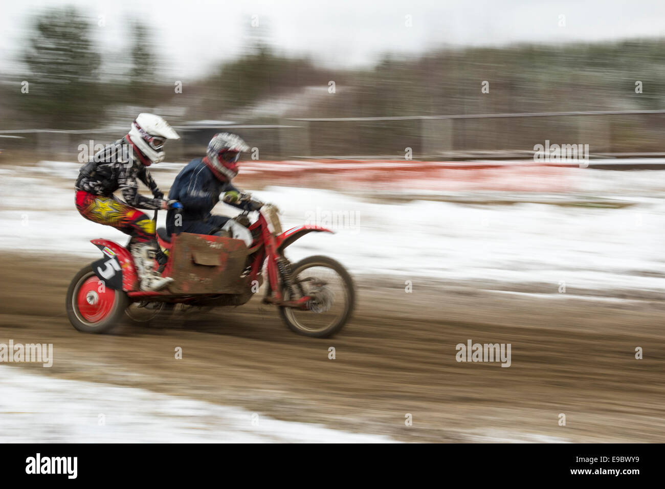Circuit race on a motorcycle with a sidecar Stock Photo - Alamy
