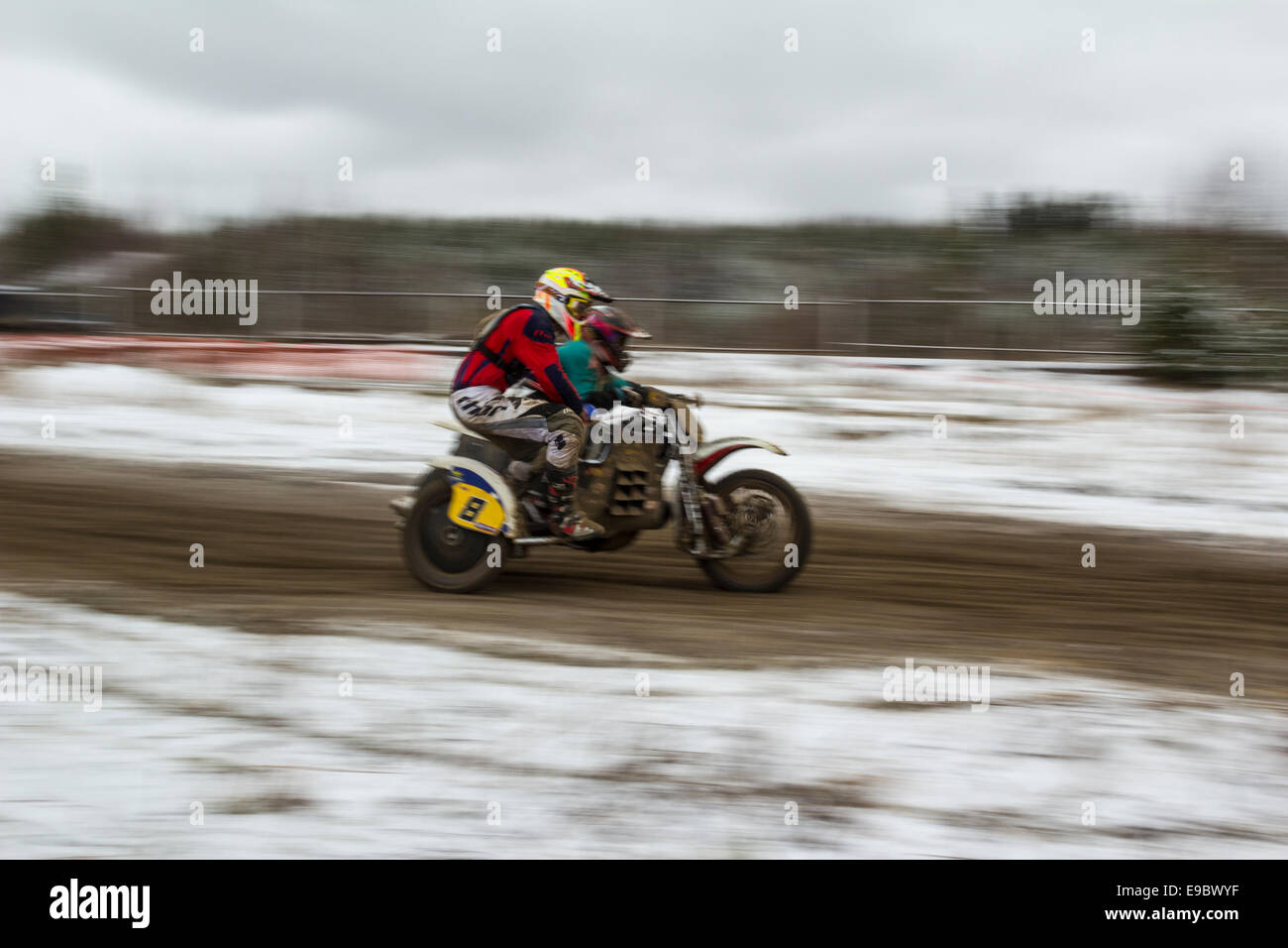 Circuit race on a motorcycle with a sidecar Stock Photo - Alamy