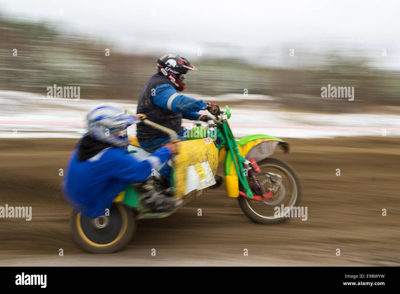 Circuit race on a motorcycle with a sidecar Stock Photo - Alamy