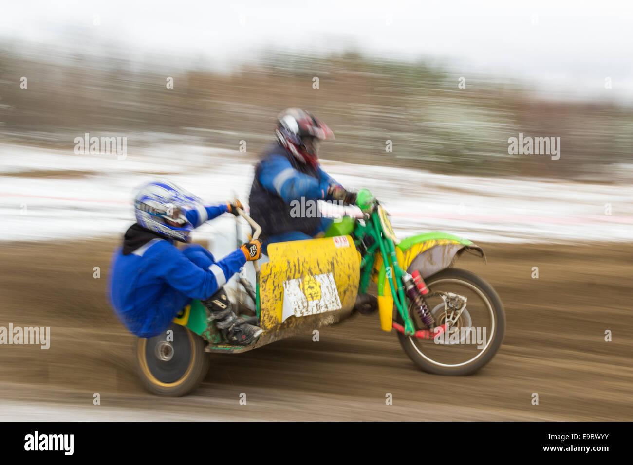 Circuit race on a motorcycle with a sidecar Stock Photo - Alamy