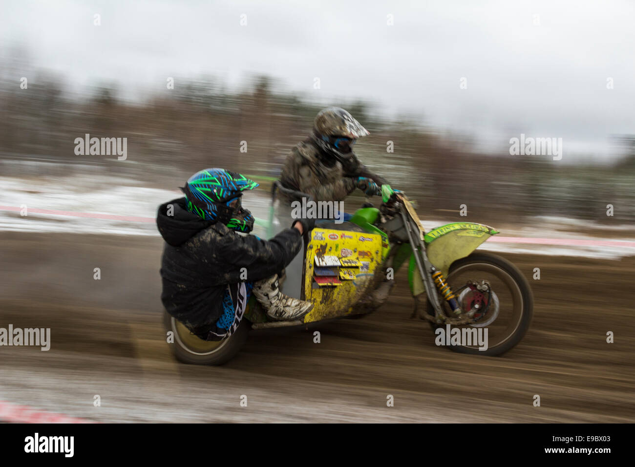 Circuit race on a motorcycle with a sidecar Stock Photo - Alamy