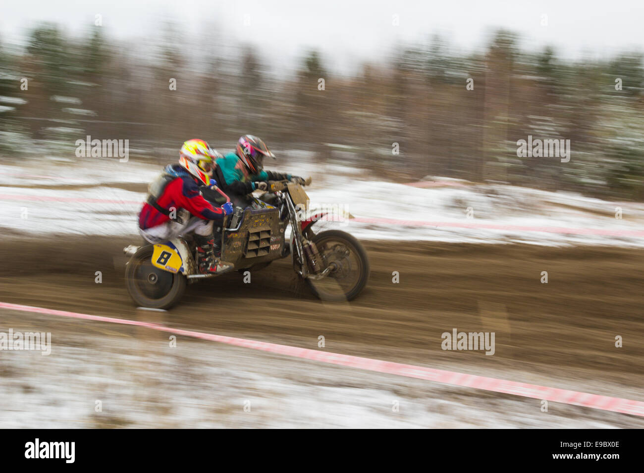 Circuit race on a motorcycle with a sidecar Stock Photo - Alamy