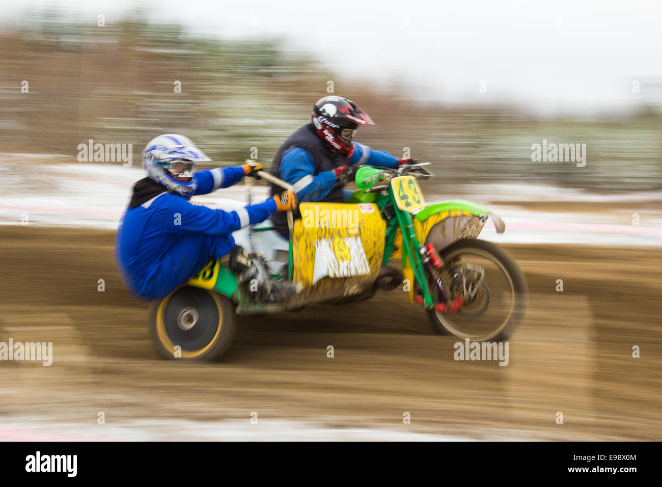 Circuit race on a motorcycle with a sidecar Stock Photo - Alamy