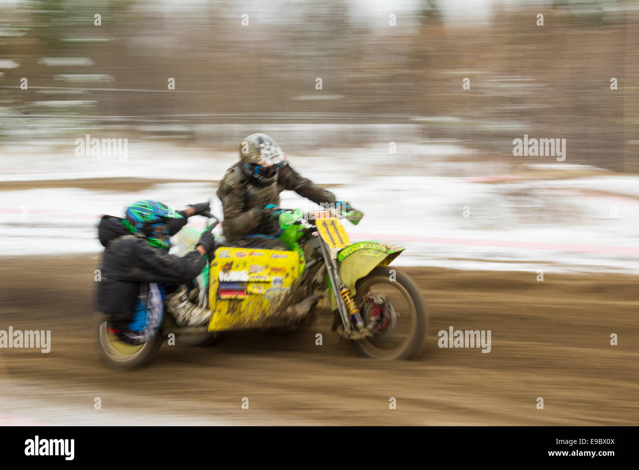 Circuit race on a motorcycle with a sidecar Stock Photo - Alamy