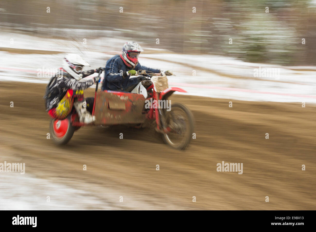 Circuit race on a motorcycle with a sidecar Stock Photo - Alamy
