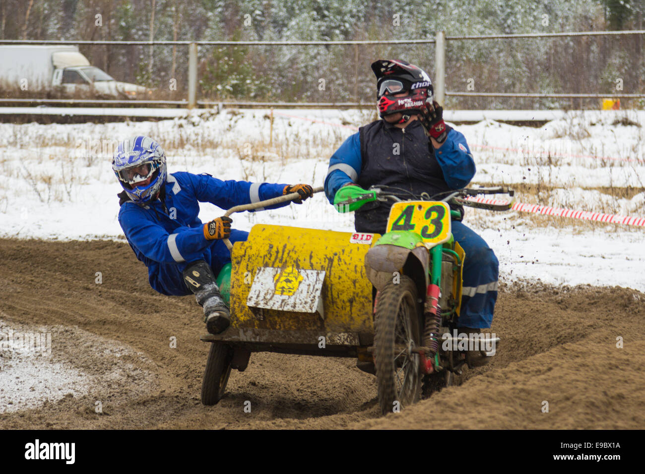 Circuit race on a motorcycle with a sidecar Stock Photo - Alamy