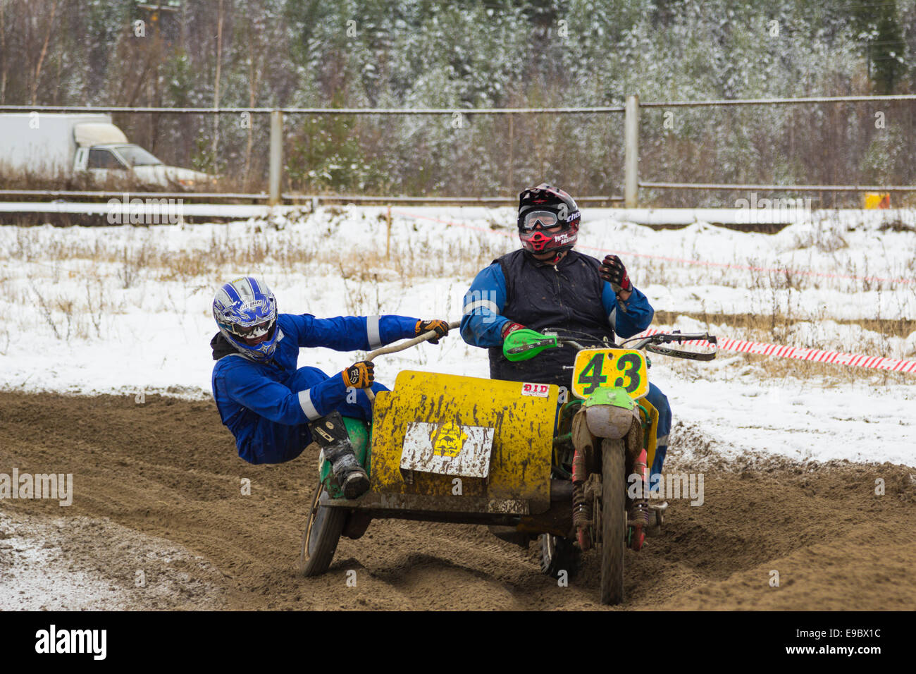 Circuit race on a motorcycle with a sidecar Stock Photo - Alamy