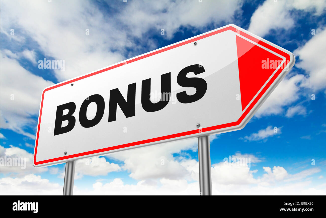 Bonus on Red Road Sign Stock Photo - Alamy