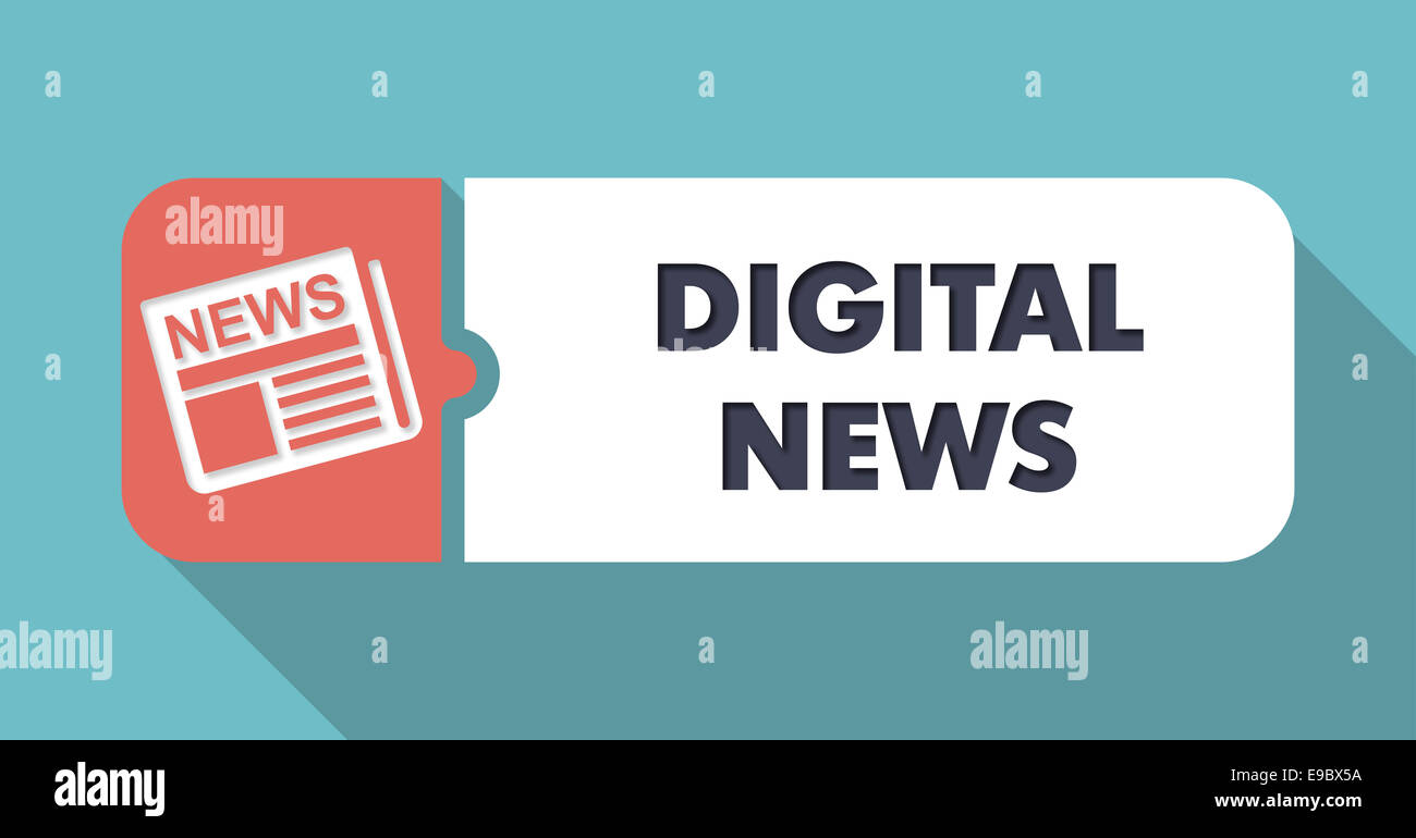 Digital News on Turquoise in Flat Design Stock Photo - Alamy