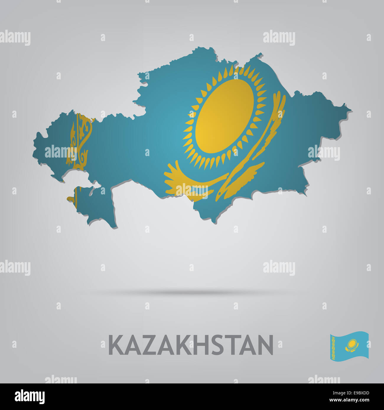 Kazakhstan flag map hi-res stock photography and images - Alamy