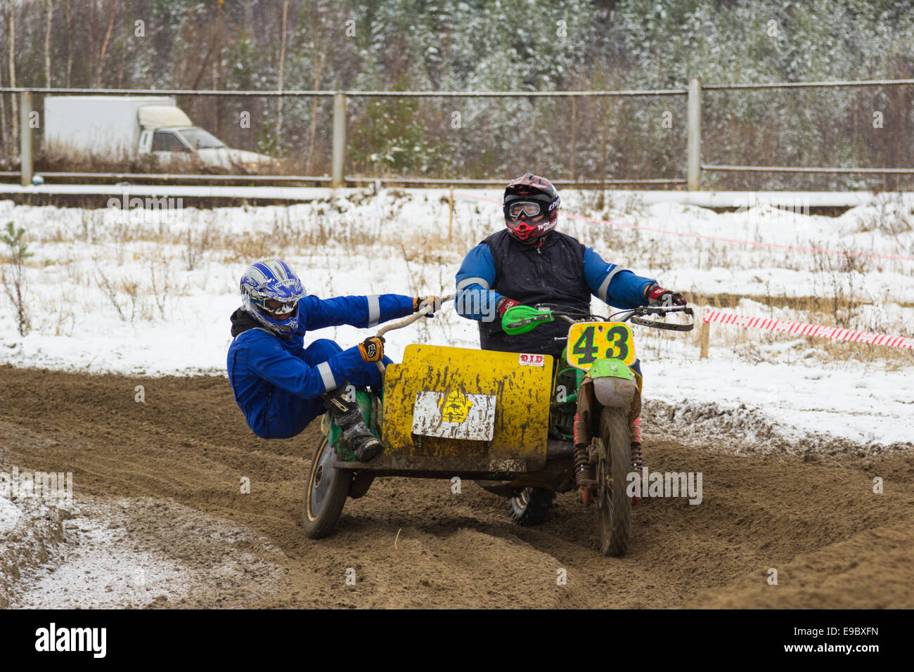 Circuit race on a motorcycle with a sidecar Stock Photo - Alamy