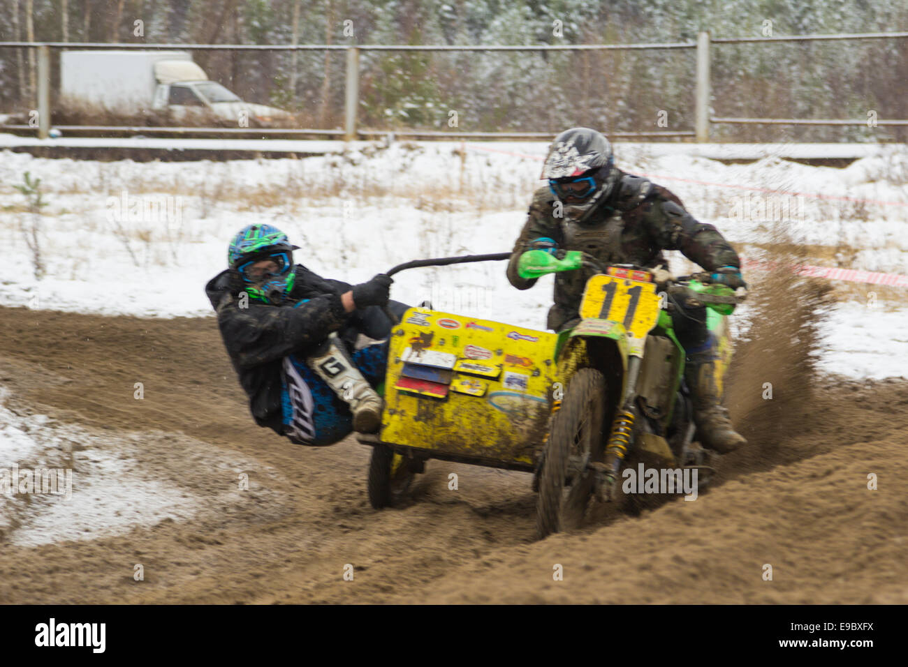 Circuit race on a motorcycle with a sidecar Stock Photo - Alamy