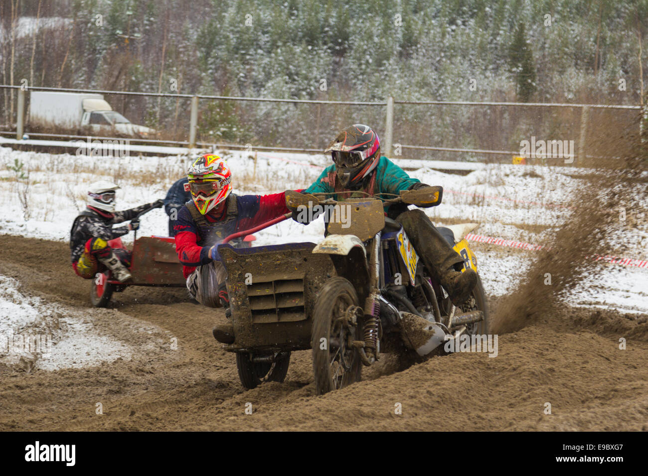 Circuit race on a motorcycle with a sidecar Stock Photo - Alamy